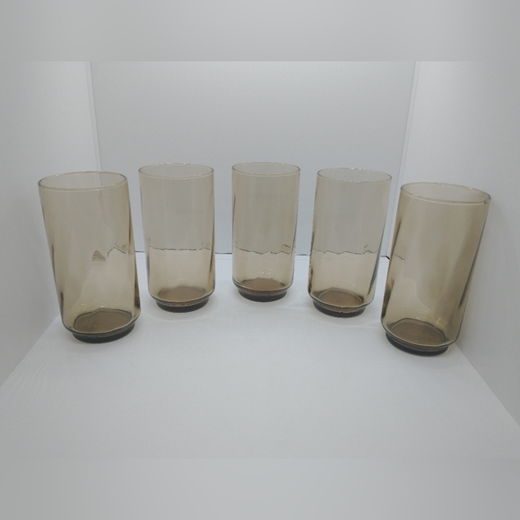Libbey | Dining | Vintage Libbey Mocha Amber Brown Smokey Swirl Glasses ...